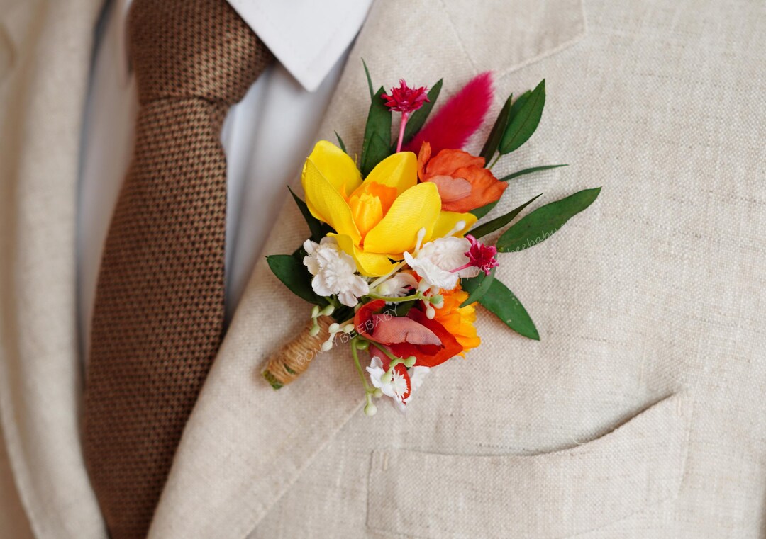 Colorful Boutonniere,groom Boutonniere,men Boutonniere,autumn Colorful ...