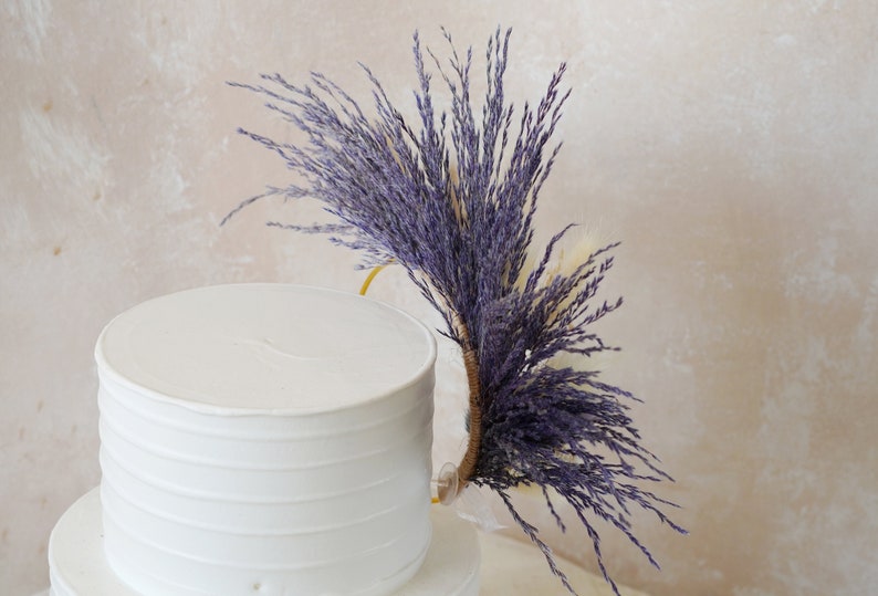 Purple Pampas Grass Cake Topper,bohemian Purple Cake Topper,handmade ...