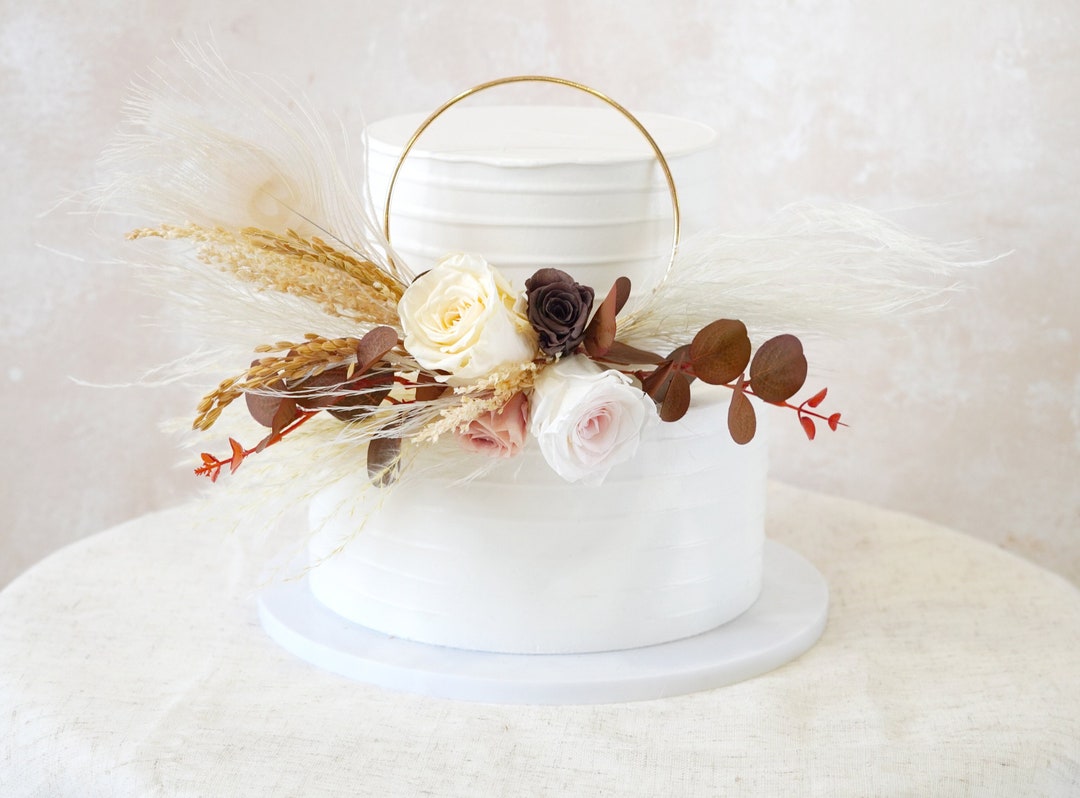 Everlasting Rose Cake Topper,rust Cake Topper,party Cake Topper,dried ...