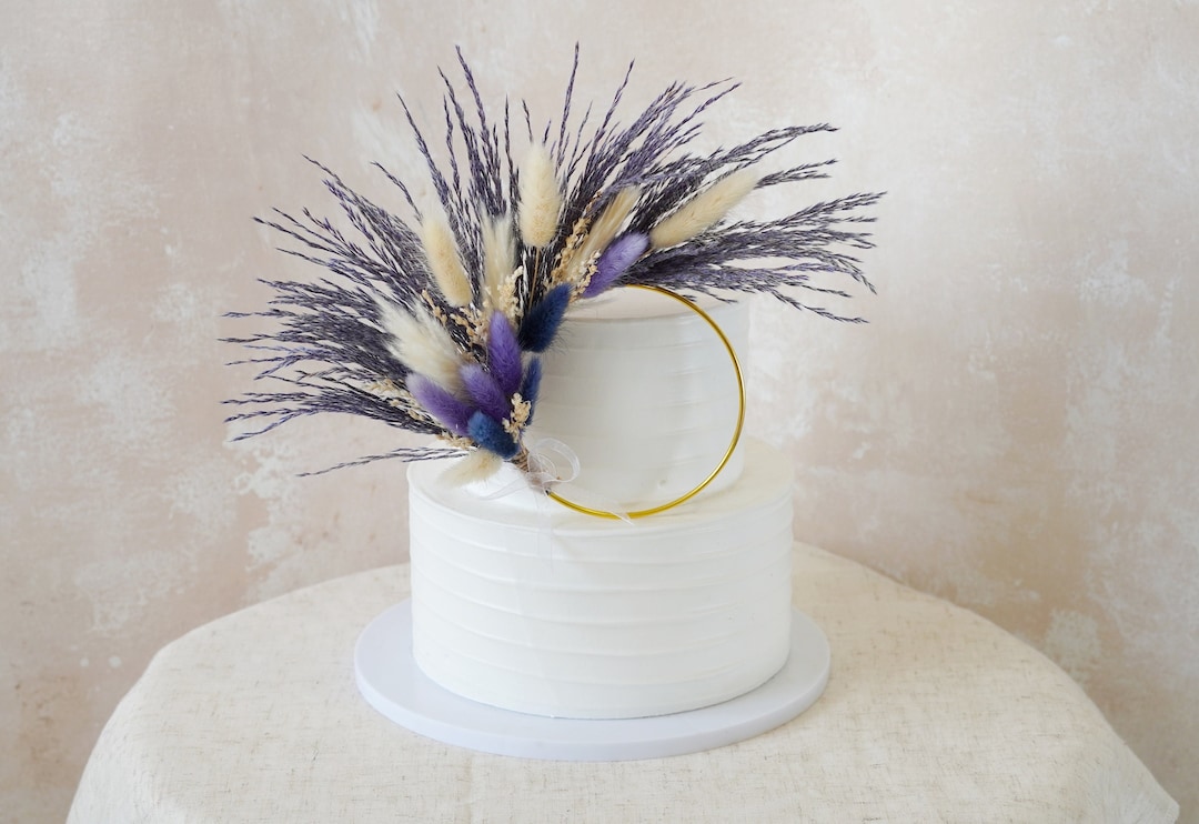 Purple Pampas Grass Cake Topper,bohemian Purple Cake Topper,handmade ...