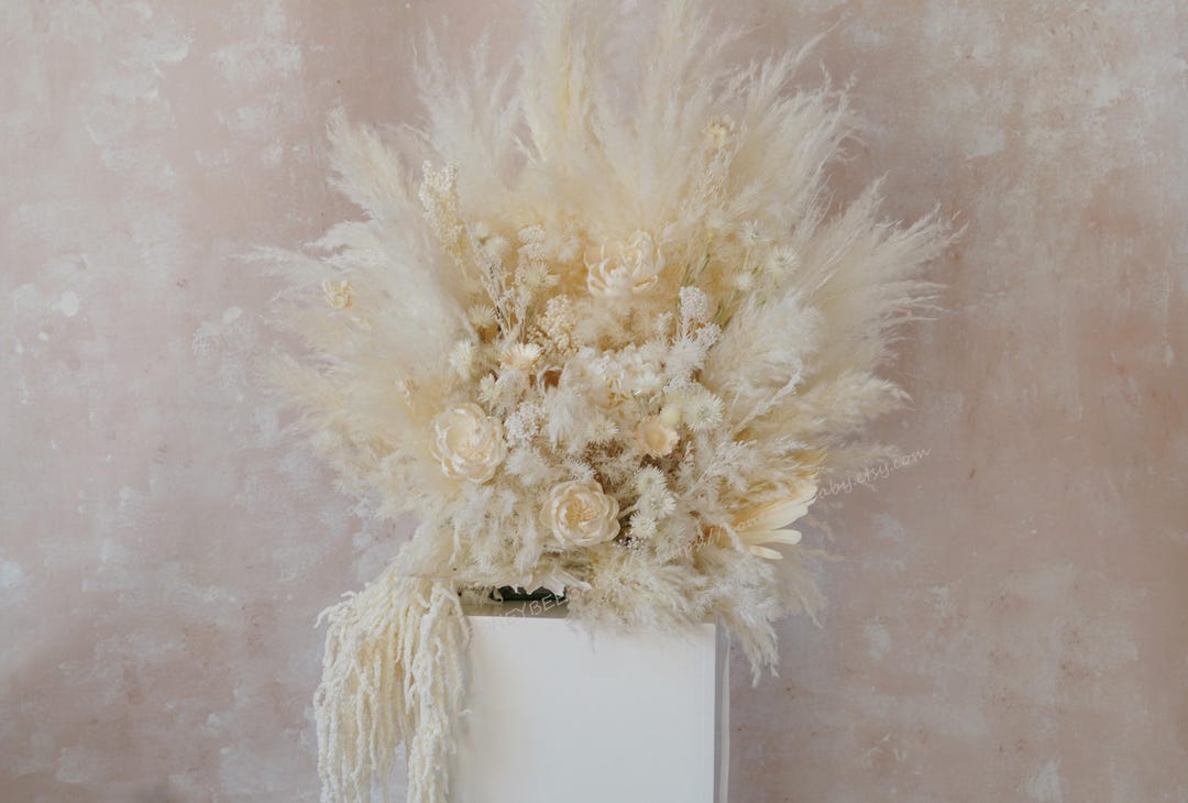 Cream Arch Backdrop Decor,pampas Grass Arch Arrangement,wedding ...