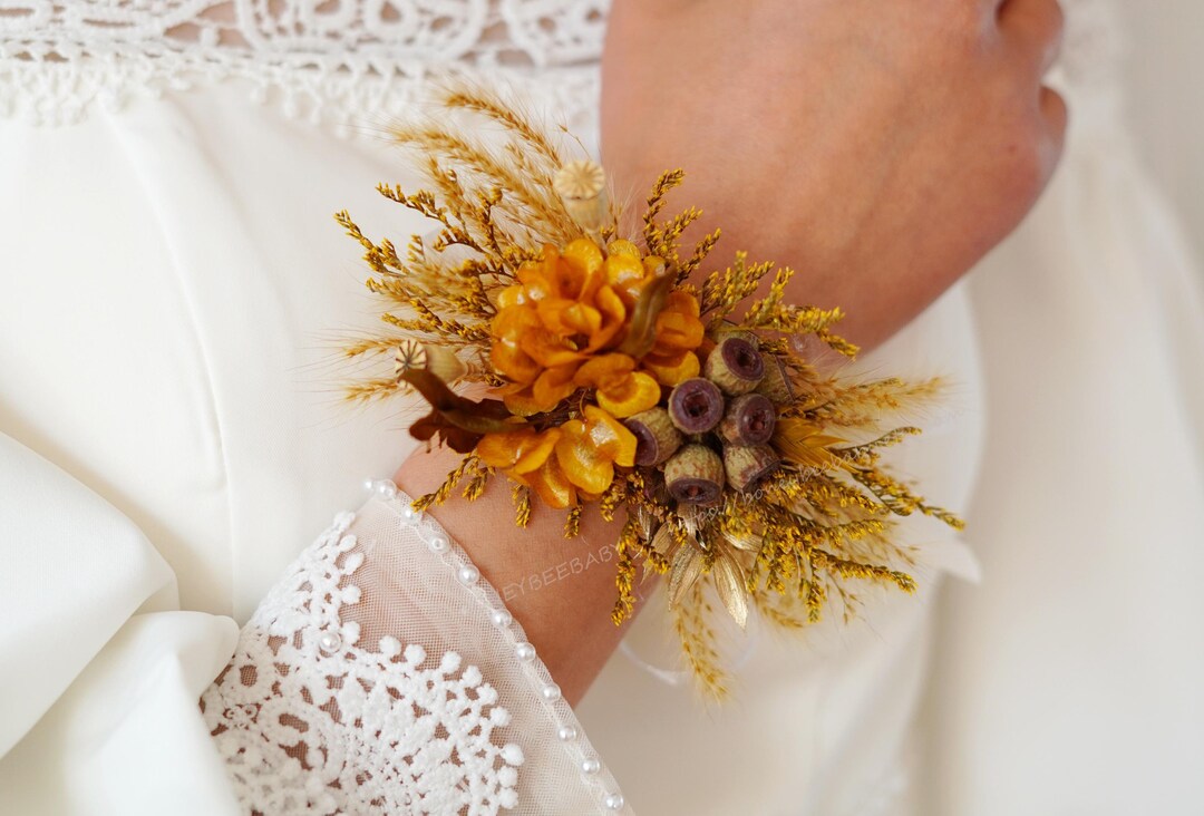 Burnt Yellow Wedding Corsage,yellow Wedding Corsage,girls Corsage ...
