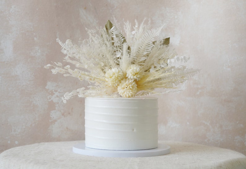 Palm Leaves Cake Topper,ivory Silk Flower Cake Topper,floral Cake ...