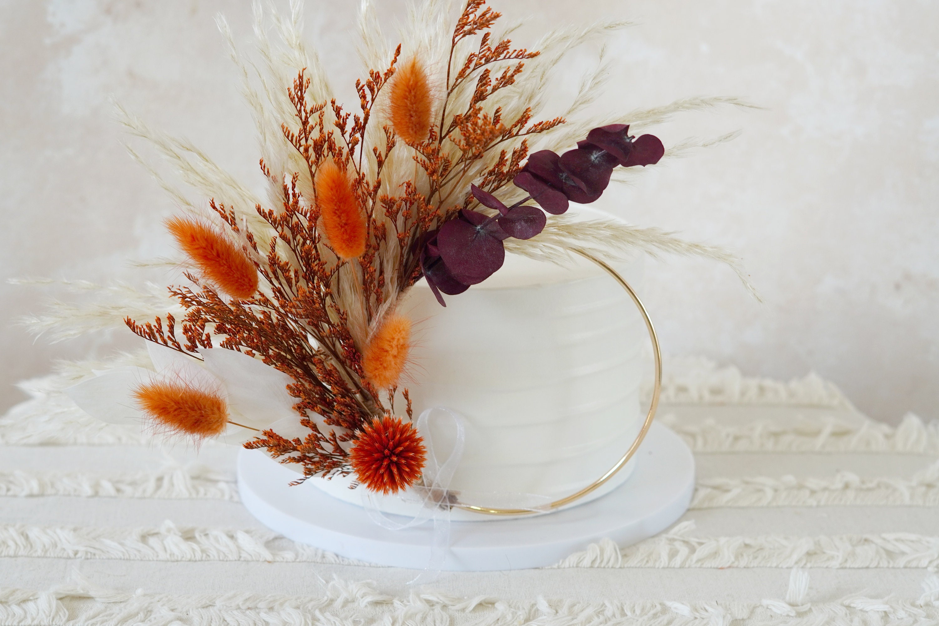 Burnt Orange Cake Topper Wreath,eucalyptus Topper,bunnytails Cake ...