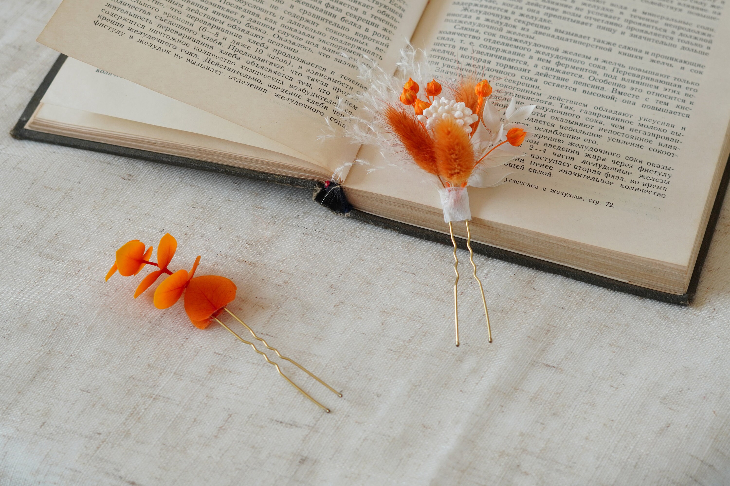 Terracotta Hairpins,orange Bridal Hair Piece,orange Bridal Hairpins ...