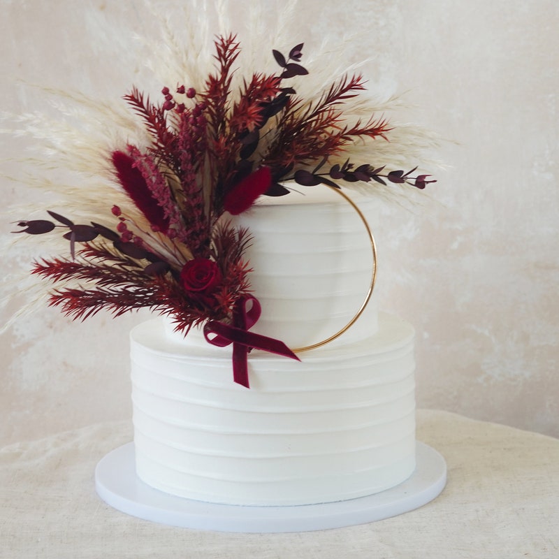 Cake Topper Burgundy Flowers - Etsy