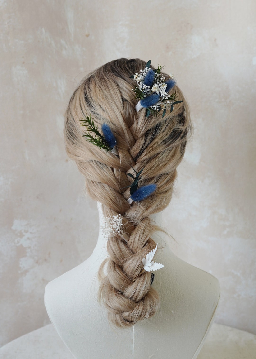 Navy Blue Bouquet Hairpin,blue Rabbit Tail Hairpin,wedding Hairpin ...
