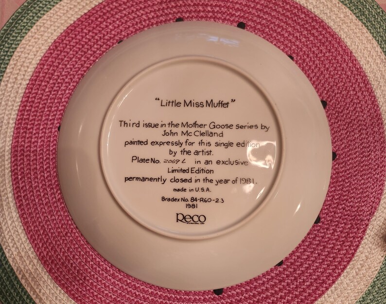 Bradford Exchange Reco Nursery Rhyme Collector Plates... Little Miss ...