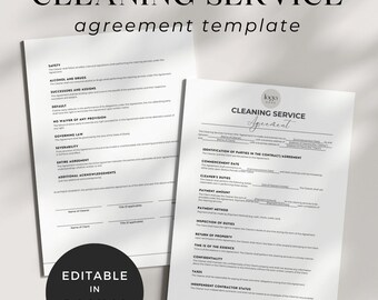 House Cleaning Contract, Cleaning Agreement, Editable Client Form, Cleaning Service Agreement ...