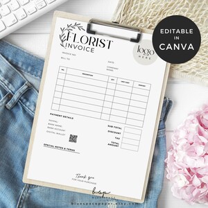 Florist Invoice, Small Business Invoice Customized, Flower Businesses ...