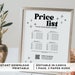 Price List for Craft Fair, Price Sheet Template, DIY Price List ...