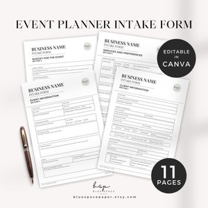 Event Planner Intake Form, Event Planner Contract Template, Wedding ...