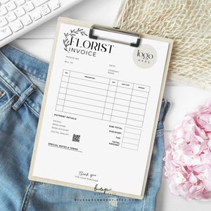 Florist Invoice, Small Business Invoice Customized, Flower Businesses ...