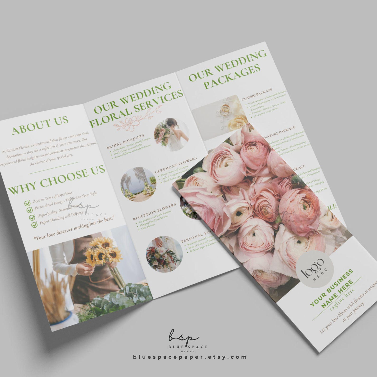 Wedding Flower Brochure, Wedding Florist Brochure, Florist Flyer Canva ...