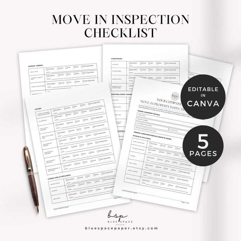 Move in Inspection Form, Rental Inspection Checklist, Property ...