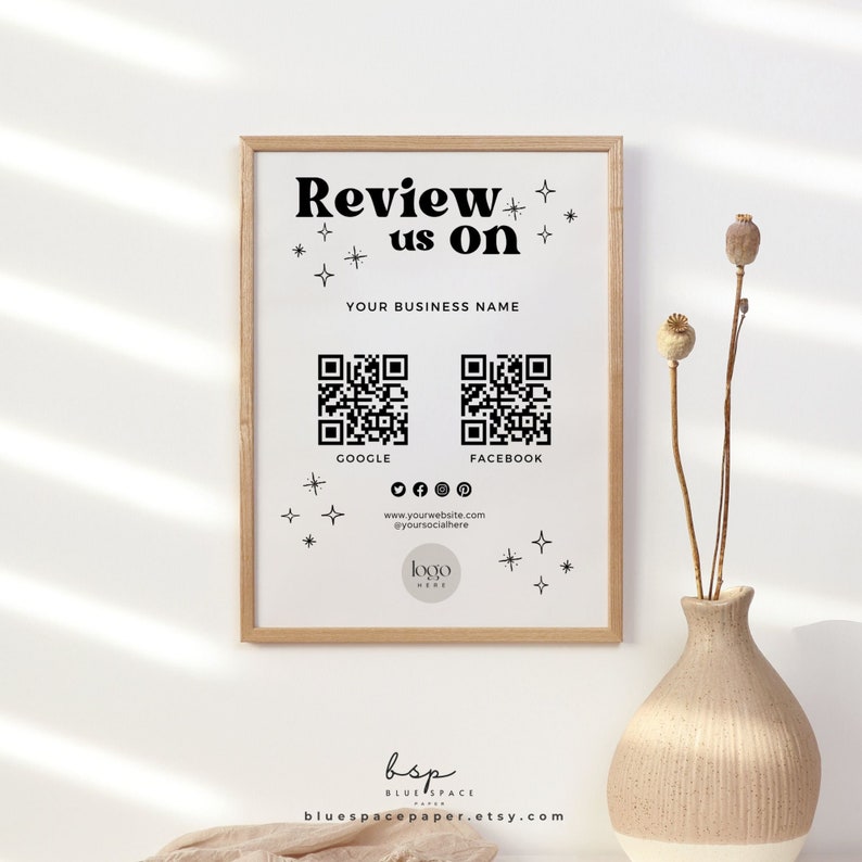 Google Review Canva Template, Leave Us A Review Template QR Code ...