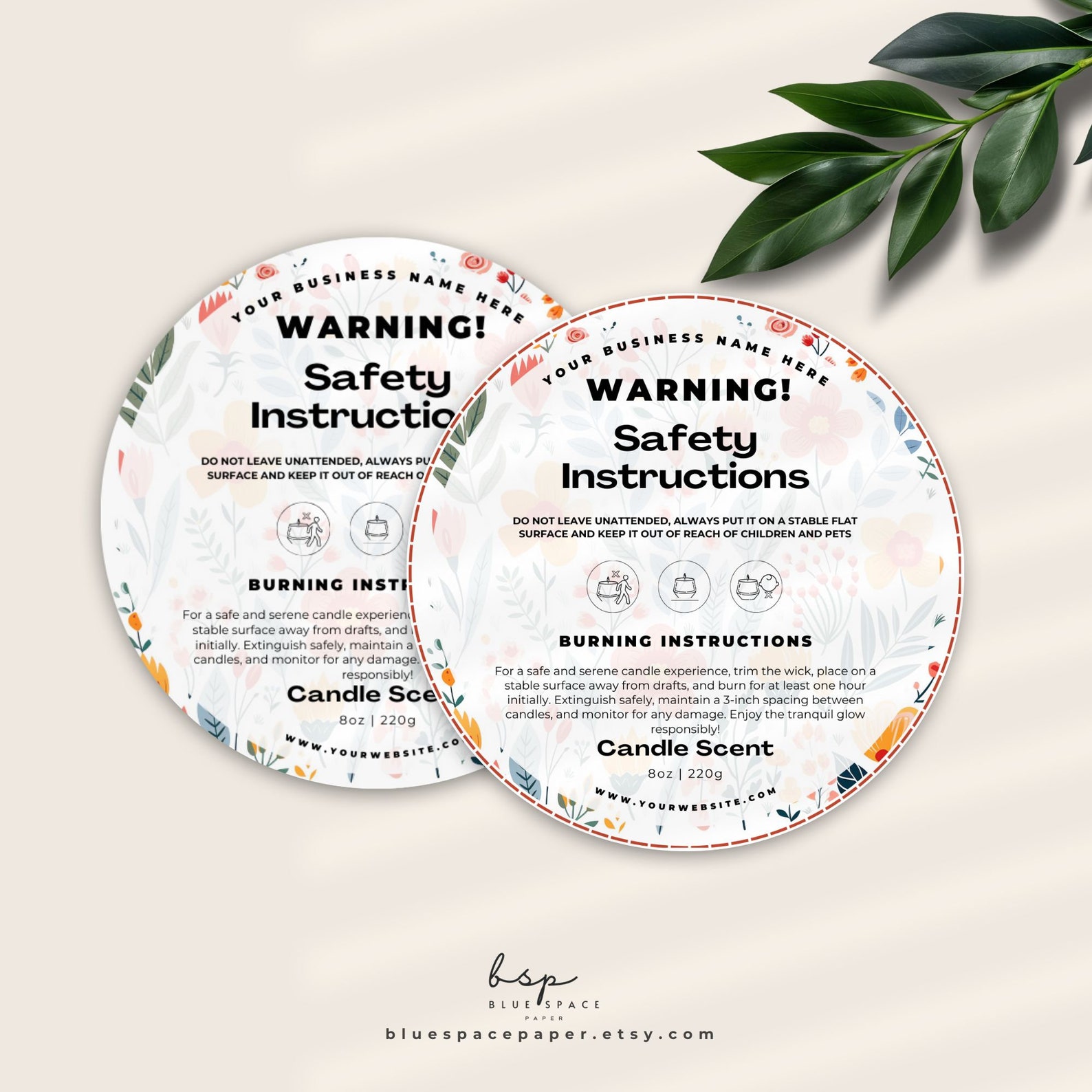 Warning Labels for Candles, Candle Safety Label, Candle Instruction ...