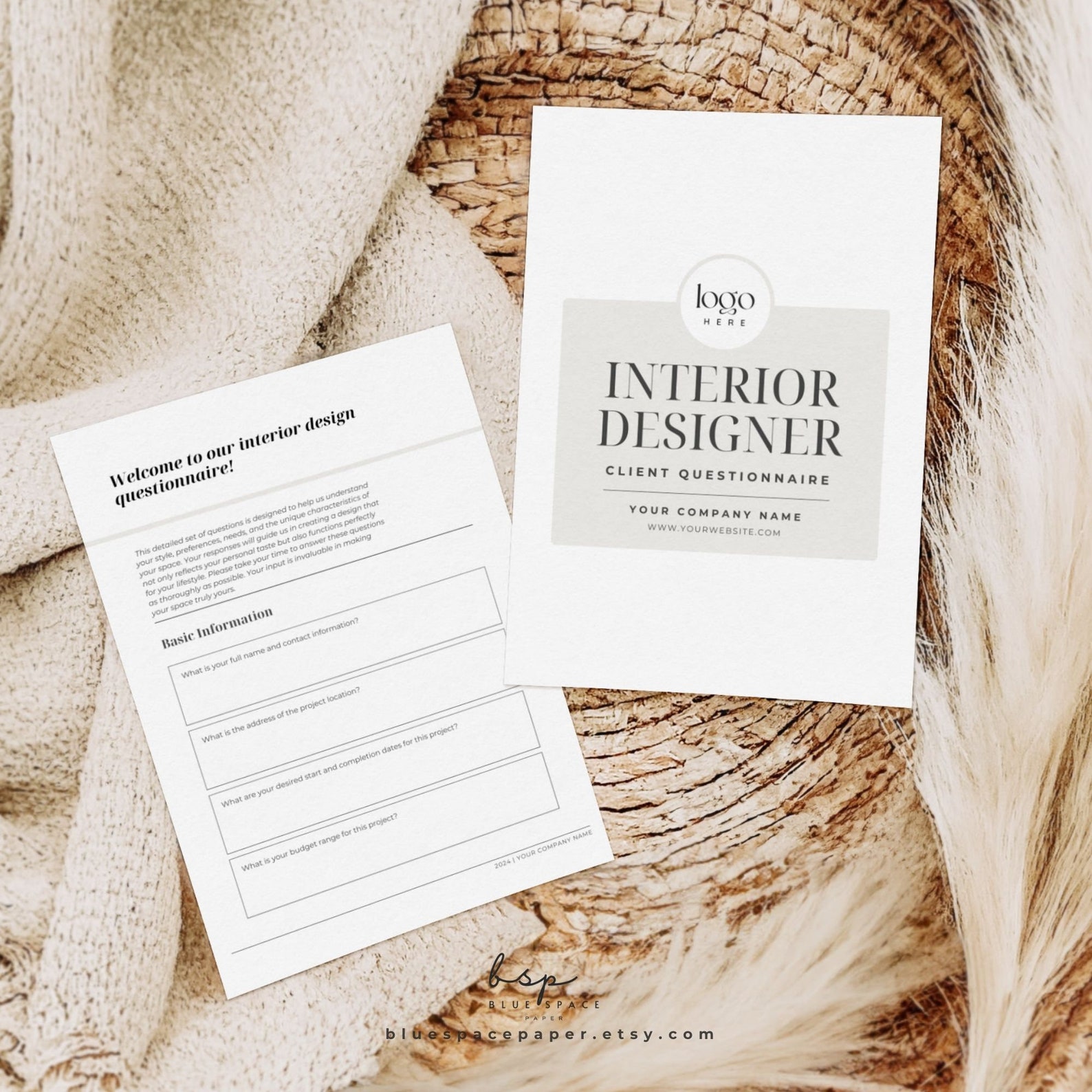 Interior Design Questionnaire, Client Onboarding Pack Template ...