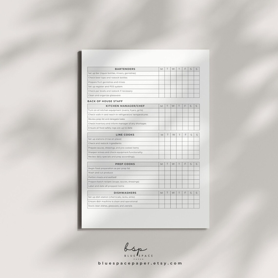 Restaurant Opening and Closing Checklist, Cafe Opening Closing ...