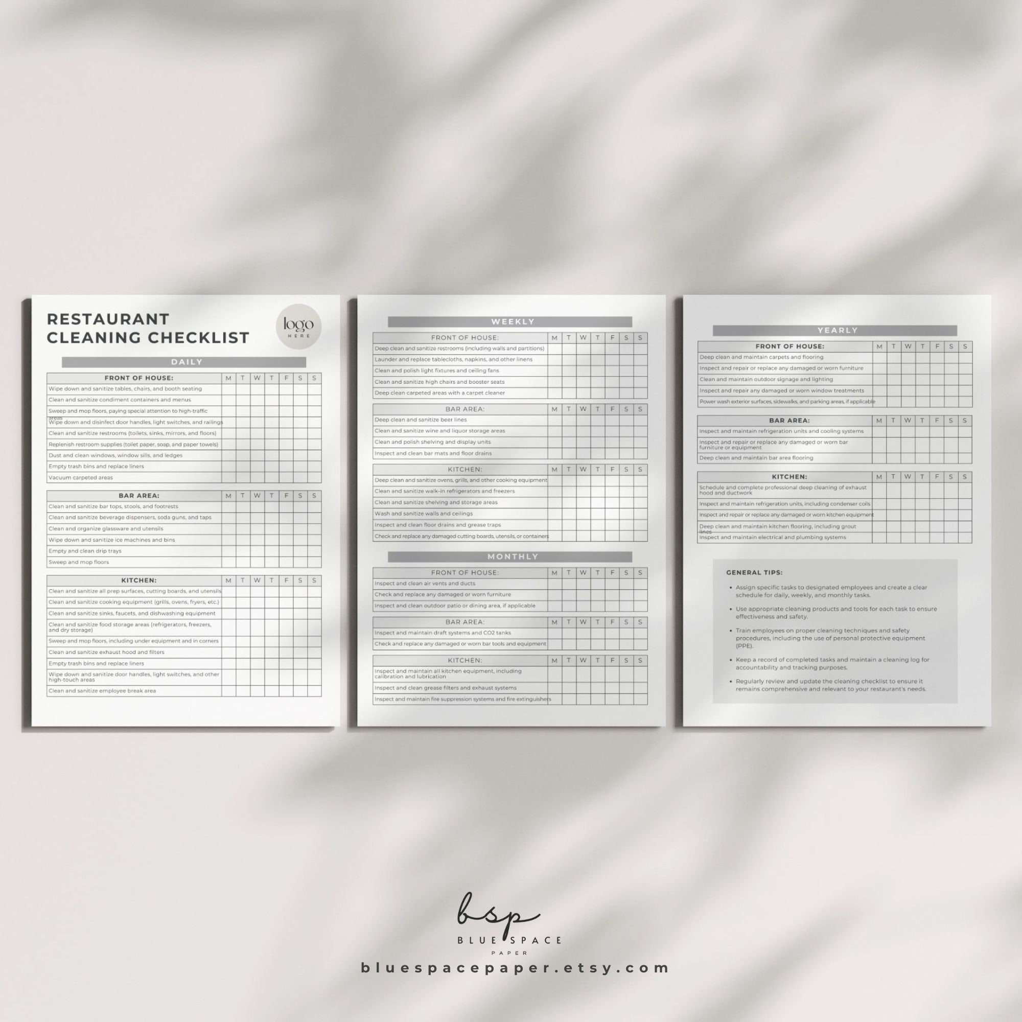 Restaurant Cleaning Checklist, Kitchen Cleaning Checklist Template ...