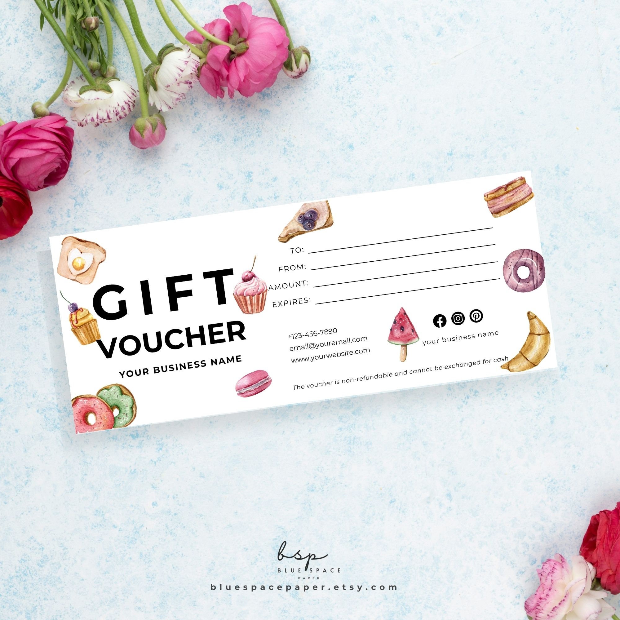 Cake Gift Certificate Template Bakery, Editable Gift Certificate ...