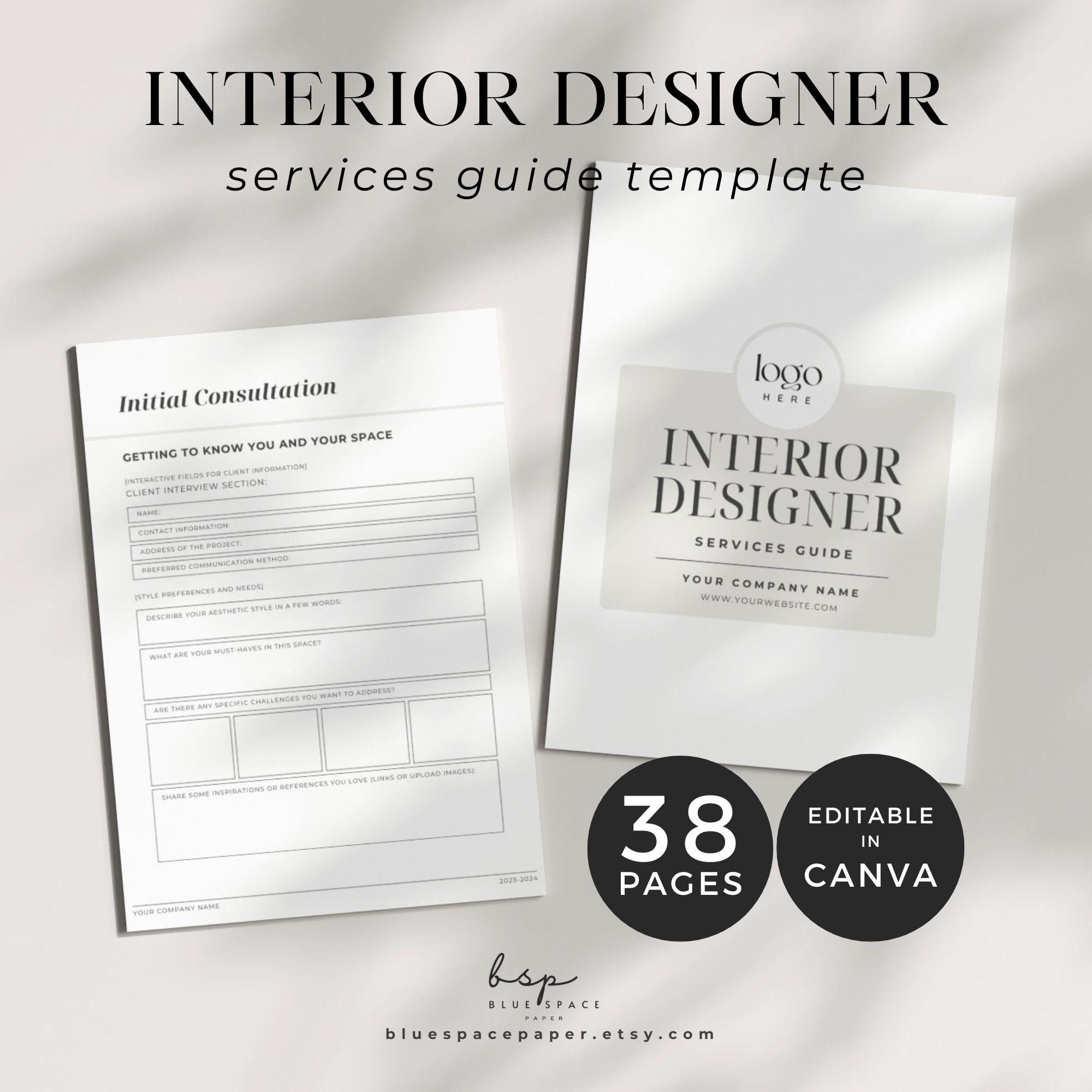 Interior Design Booklet, Client Welcome Packet for Interior Designers ...