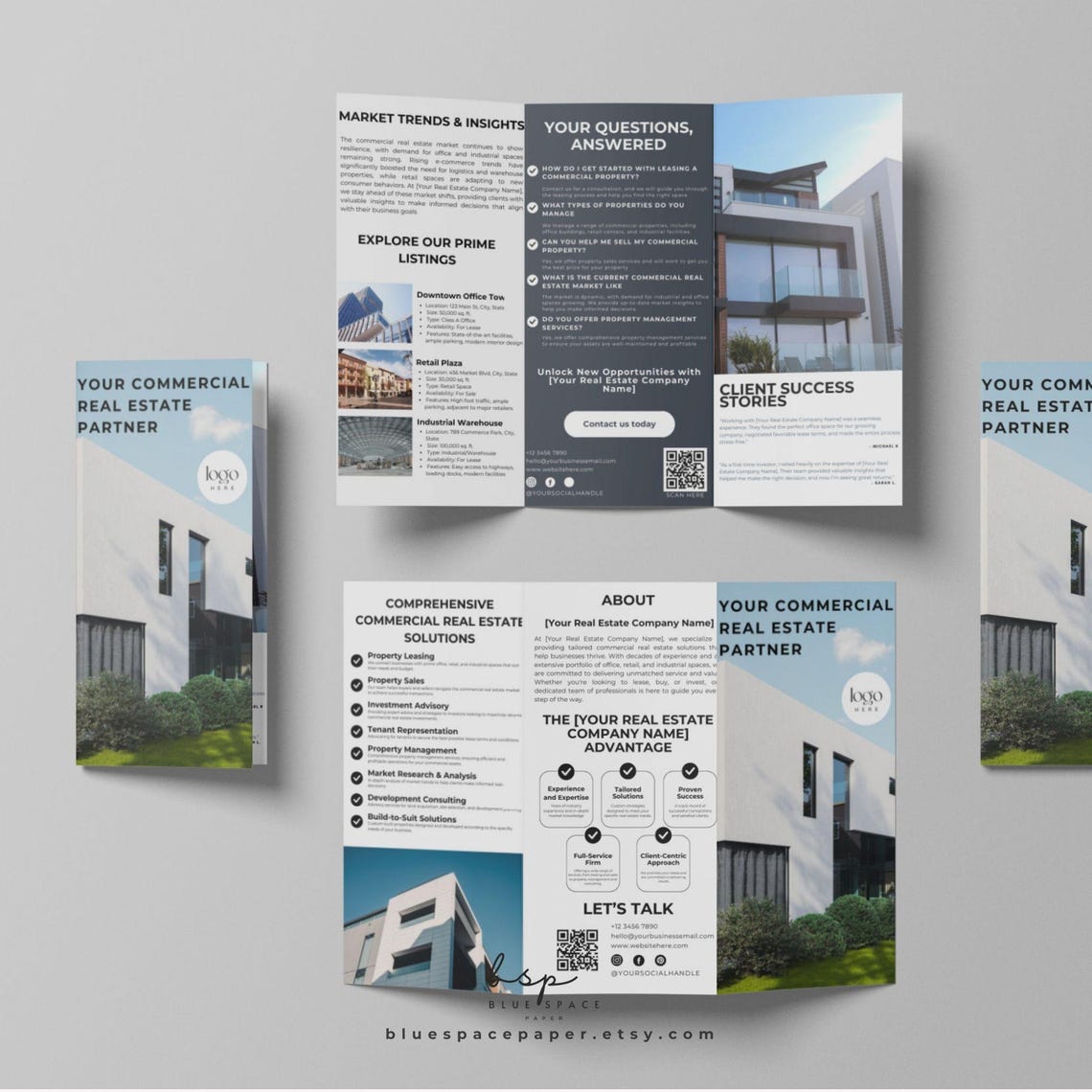 Commercial Real Estate Brochure Template, Property Brochure, Trifold ...