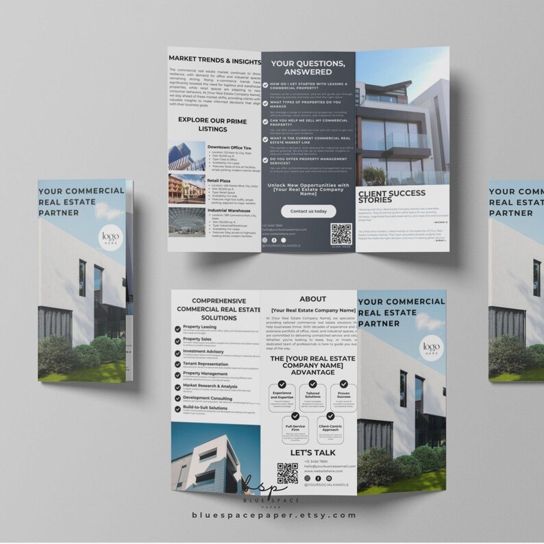 Commercial Real Estate Brochure Template, Property Brochure, Trifold ...