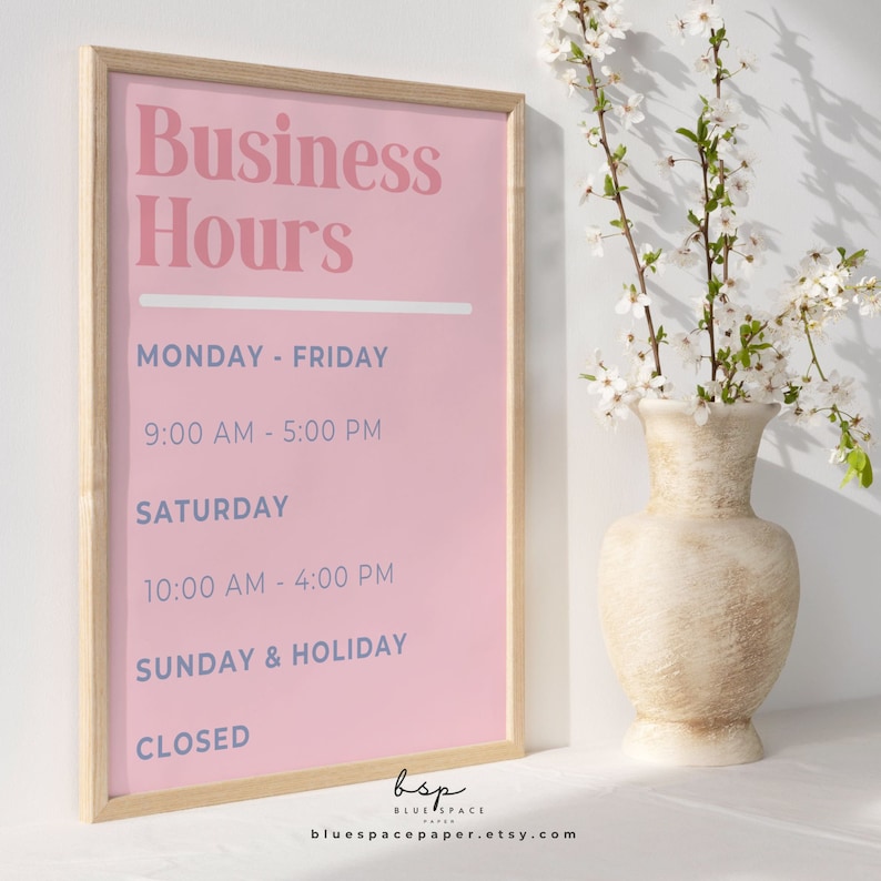 Business Hours Sign Editable Printable Template, Shop Opening Times ...