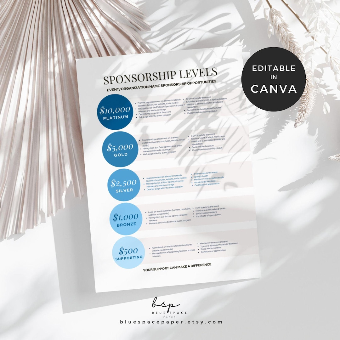 Non-profit Sponsorship Flyer Templates, Sponsorship Levels Flyer, DIY ...
