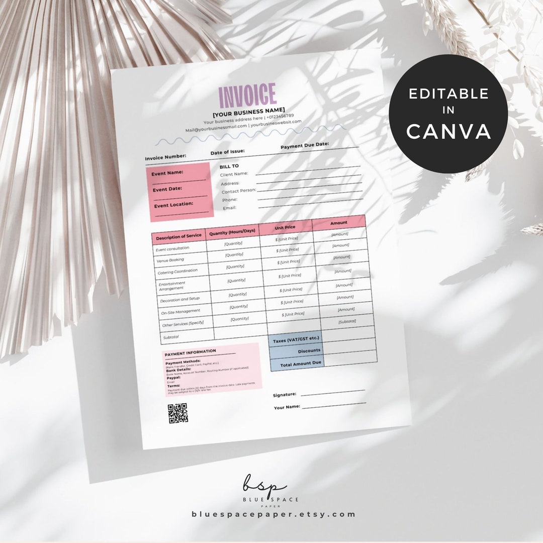 Event Planner Invoice Template, Event Planning Template, Editable ...