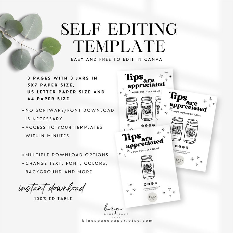 QR Code Sign Tips, Printable Virtual Tip Jar Sign, Cashapp and Venmo ...