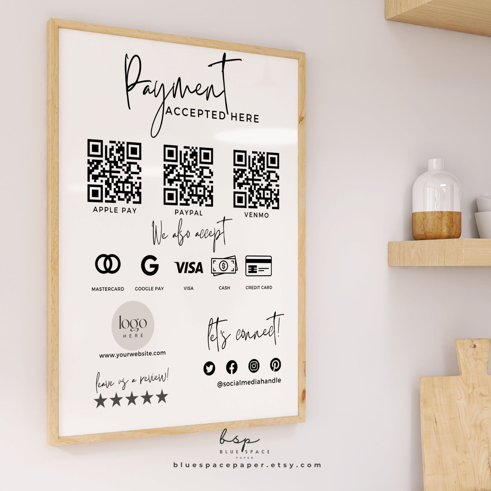 QR Code Sign for Jewelry, Craft Show Payment Sign, Vendor Display Stand ...