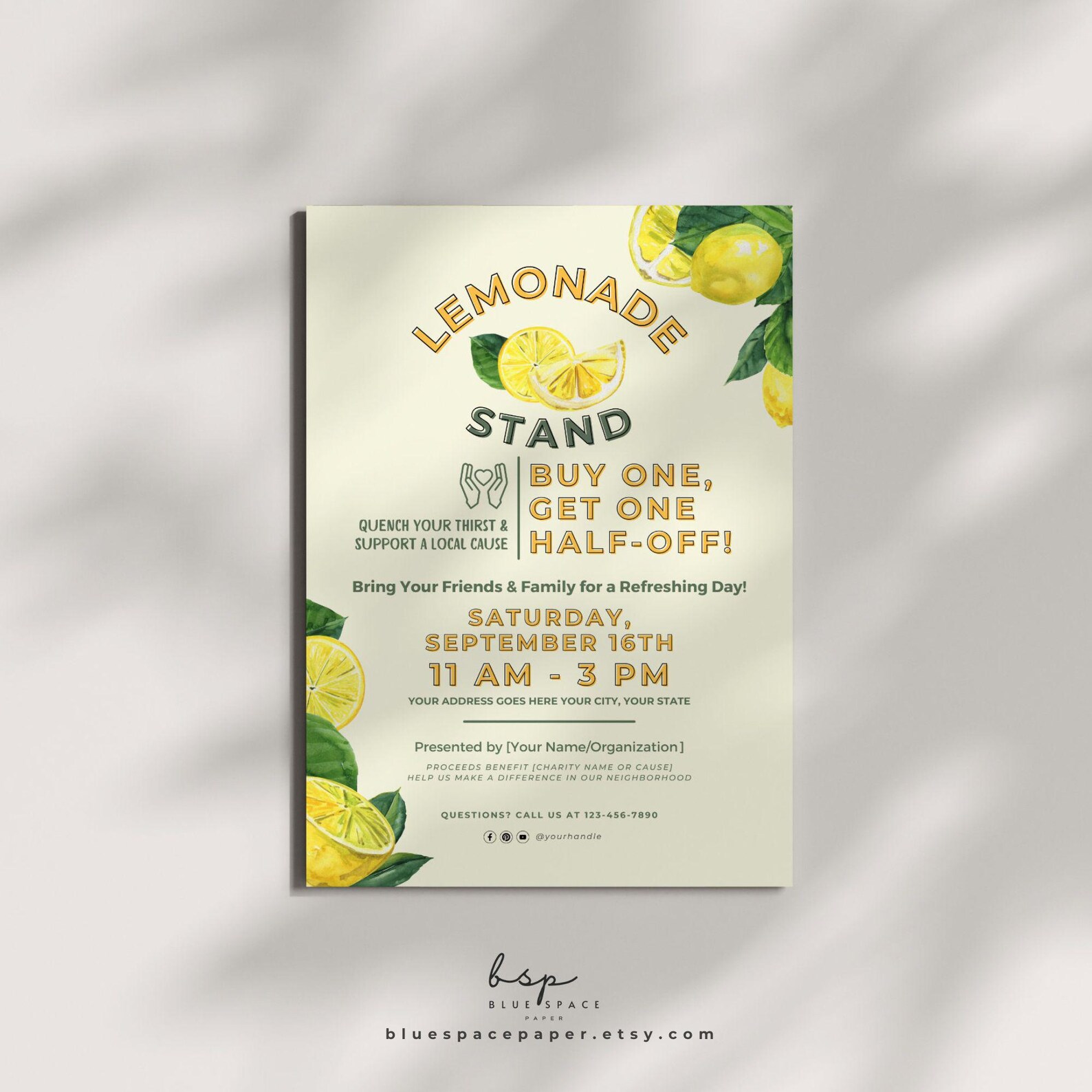 Lemonade Stand Flyer Template, DIY Flyer Template Youth, Lemonade Drink ...