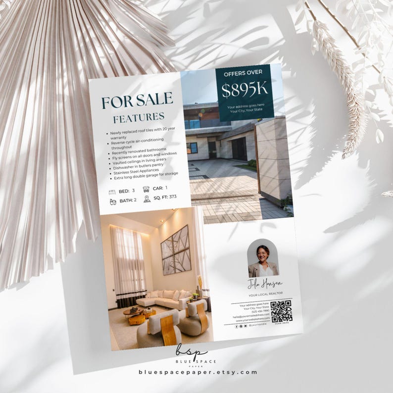 Real Estate Flyer With QR Code, for Sale Flyer Real Estate, Open House ...