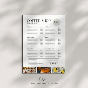 Coffee Shop Price List, Cafe Menu Template, Coffee Menu Sign, Bakery ...