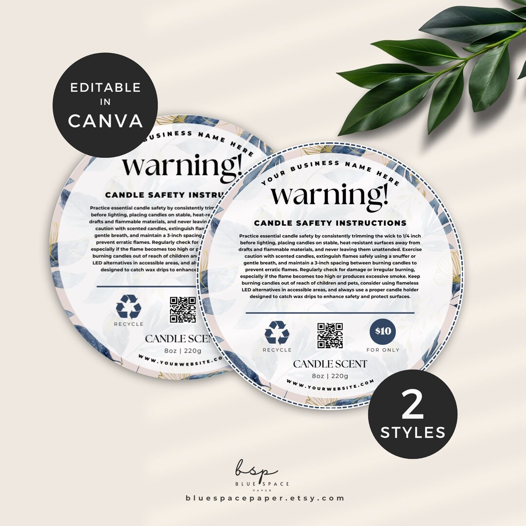 Custom Candle Warning Labels, Candle Safety Label, Safety Stickers ...