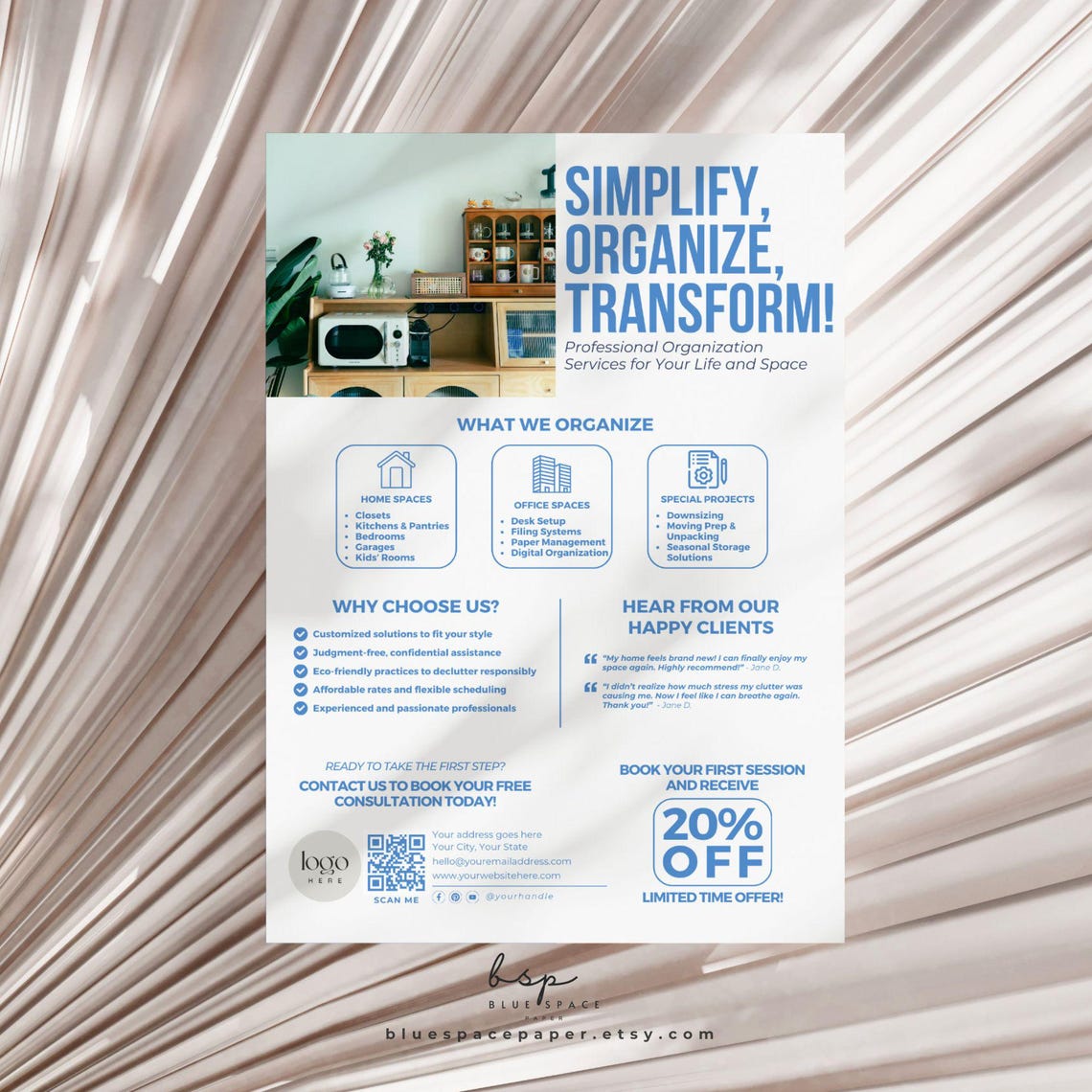 Home Organizer Flyer, Professional Organizer Flyer Canva Template ...