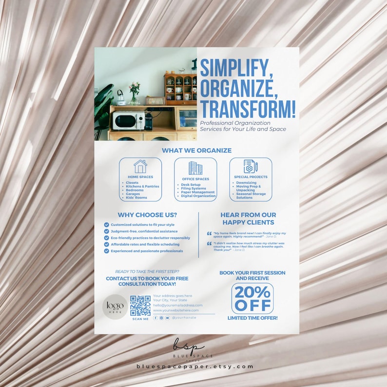 Home Organizer Flyer, Professional Organizer Flyer Canva Template ...