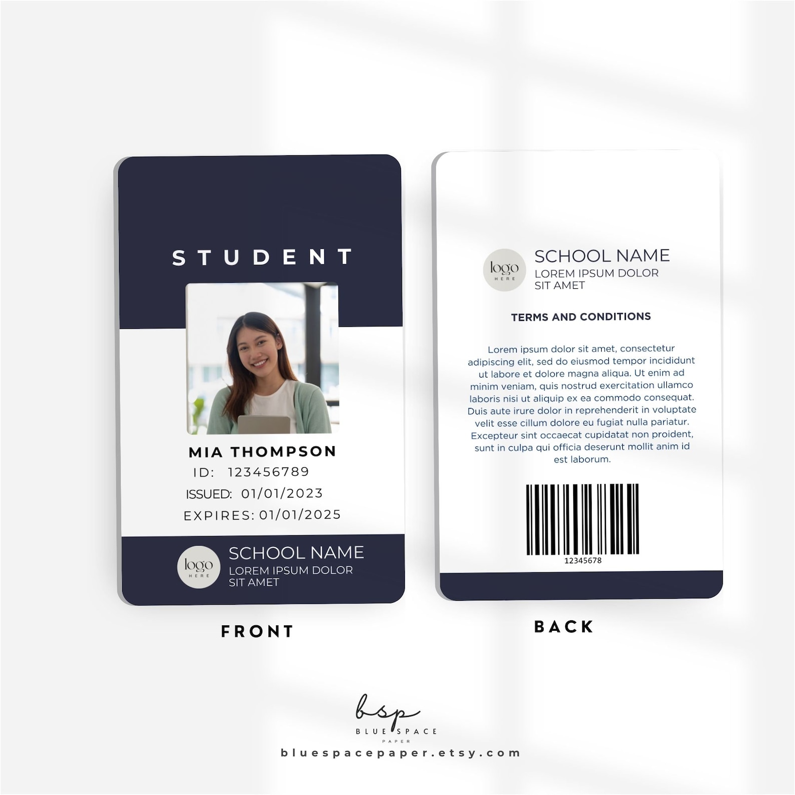 College Student ID Card Template Canva, Editable ID Badge, Customize ID ...