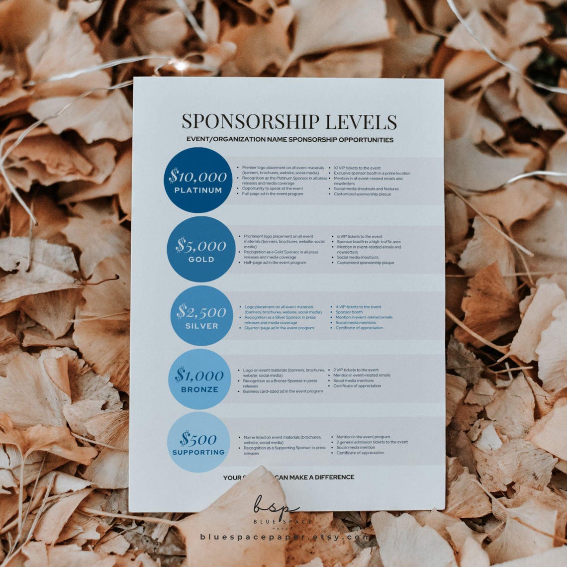 Non-profit Sponsorship Flyer Templates, Sponsorship Levels Flyer, DIY ...
