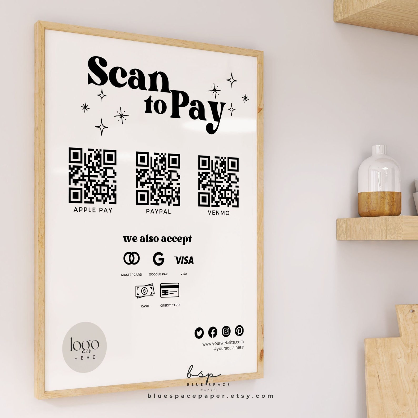 Forms of Payment Sign, Craft Show Payment Sign for Market, 3 QR Code ...