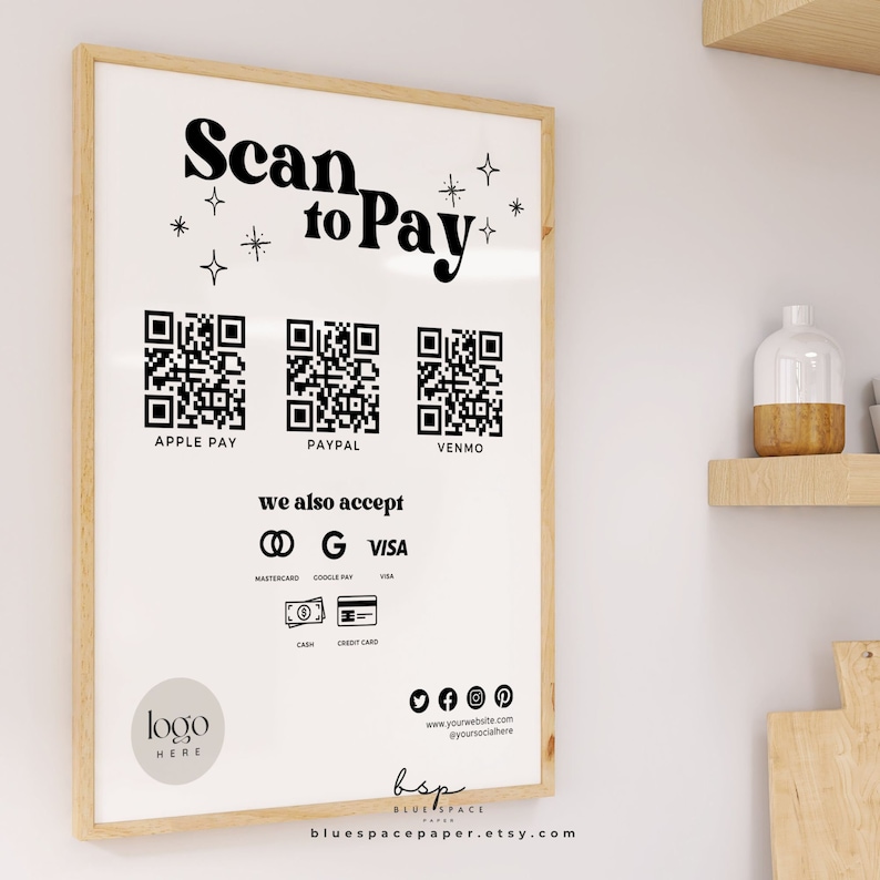 Forms of Payment Sign, Craft Show Payment Sign for Market, 3 QR Code ...