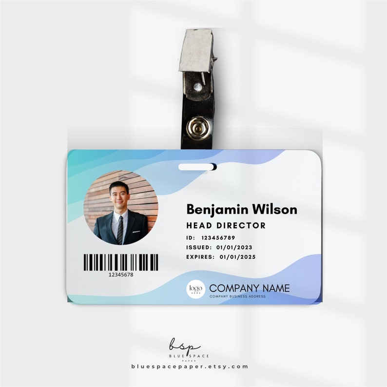 Employee Photo ID Badge, Editable ID Badge, ID Card Template Canva ...