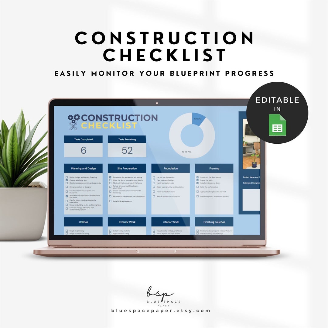 New Home Build Checklist, New Home Construction Checklist, Project ...