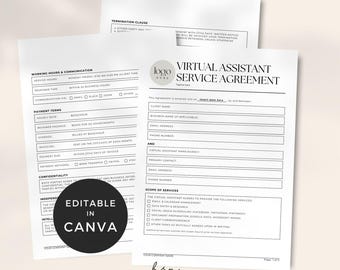 Virtual Assistant Contract Template, Client Agreement, Service Contract ...