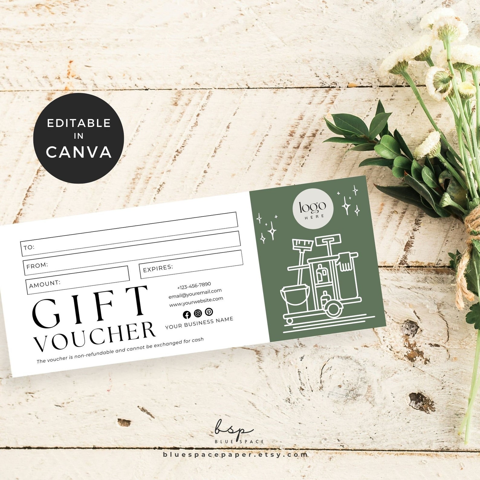 Cleaning Service Gift Certificate, Gift Voucher Template Canva, House ...