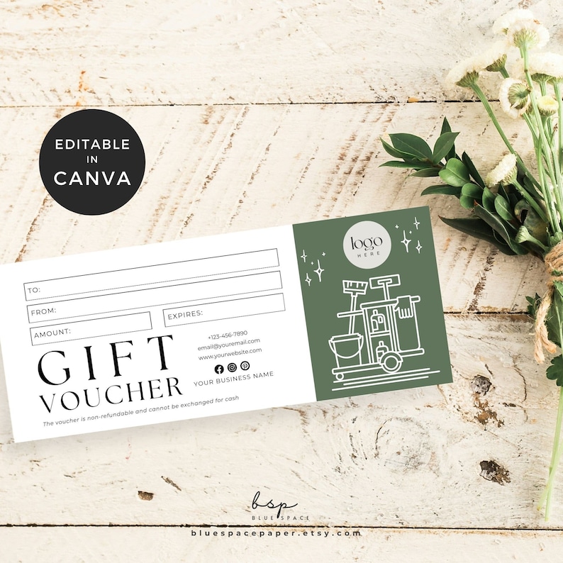 Cleaning Service Gift Certificate, Gift Voucher Template Canva, House ...