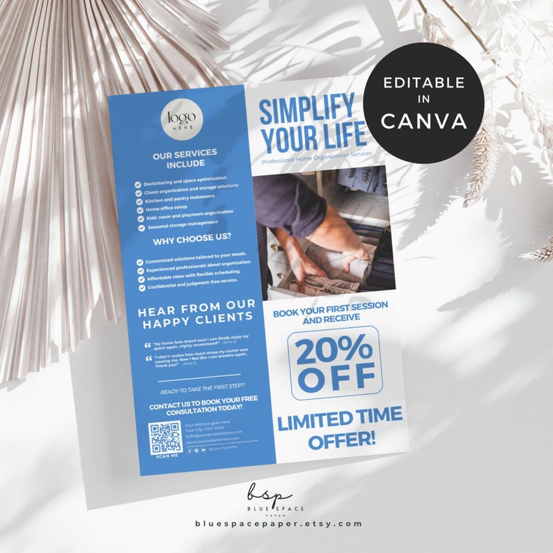 Home Organizer Flyer, Professional Organizer Flyer Canva Template ...