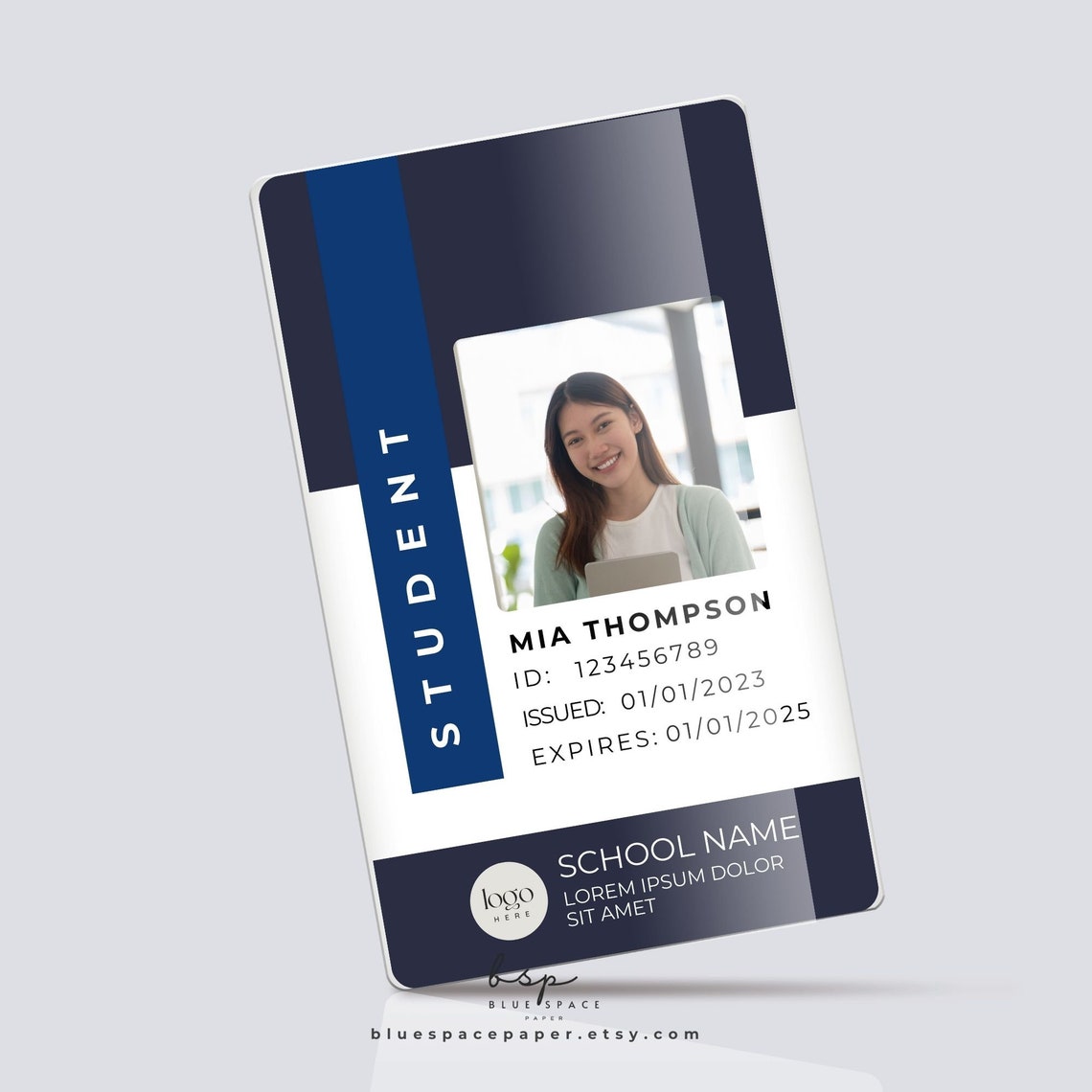 ID Card Template Canva, Editable Id Badge, College Student Id Card ...